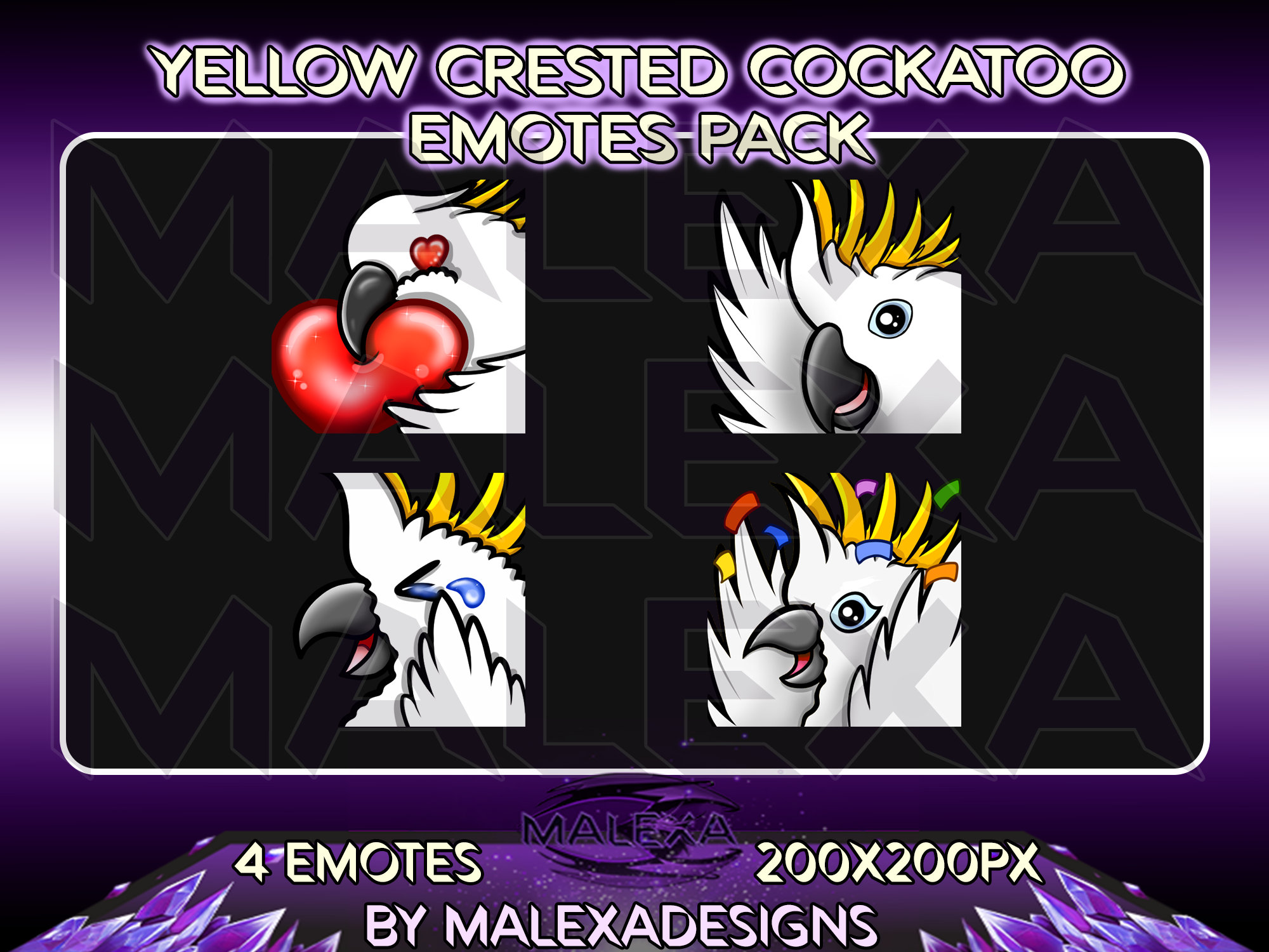 Cockatoo Emote Pack, Emote Pack for Twitch/ Discord / Youtube, Bird ...