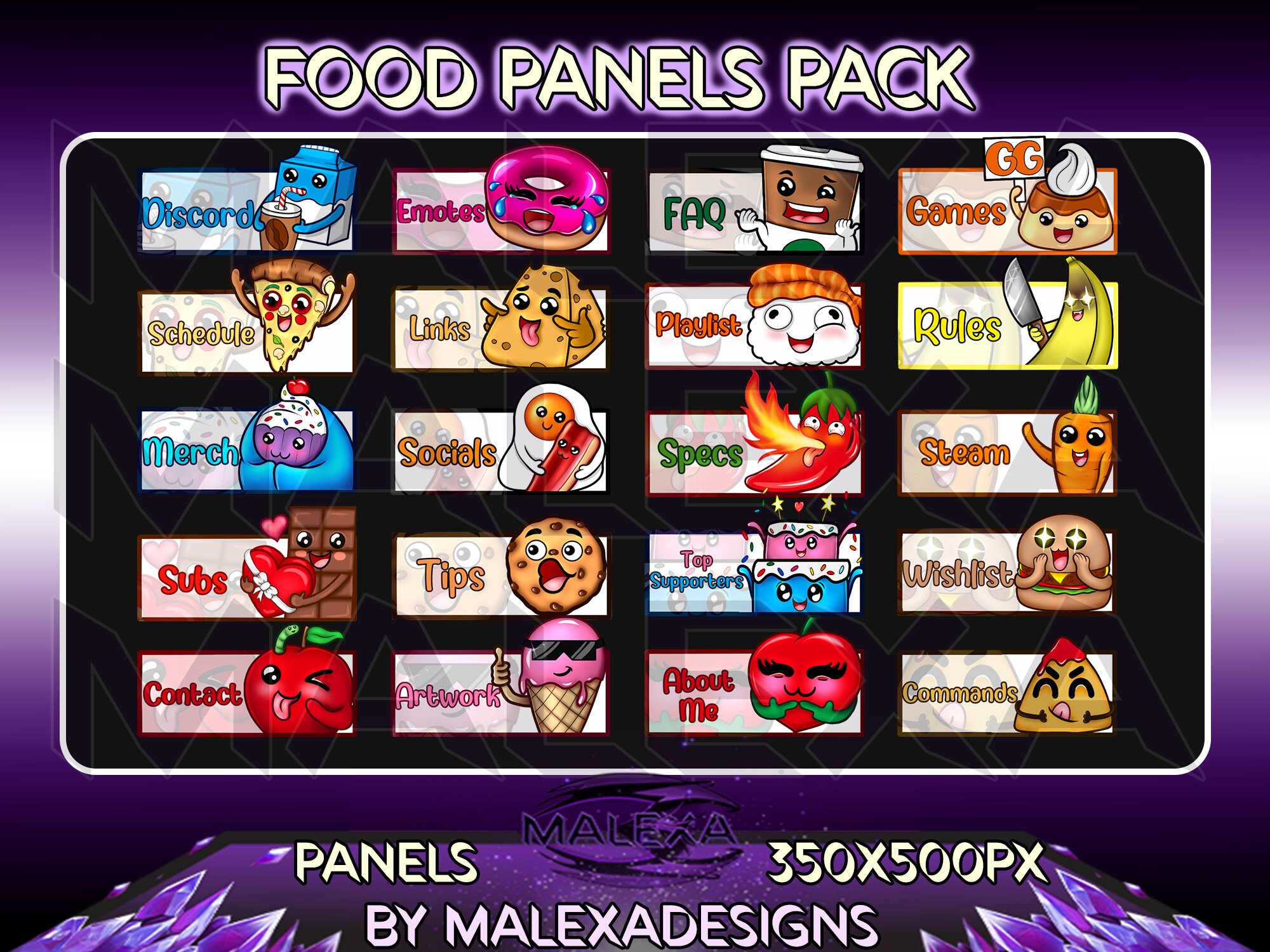 Food Panels Theme, Twitch Panels, Kawaii Food , Food Lovers, - Etsy