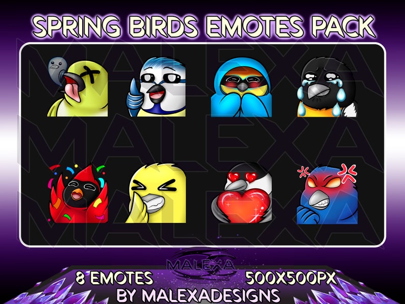 Spring Birds Emote Pack, Emote Pack for Twitch/ Discord / Youtube, Bird ...