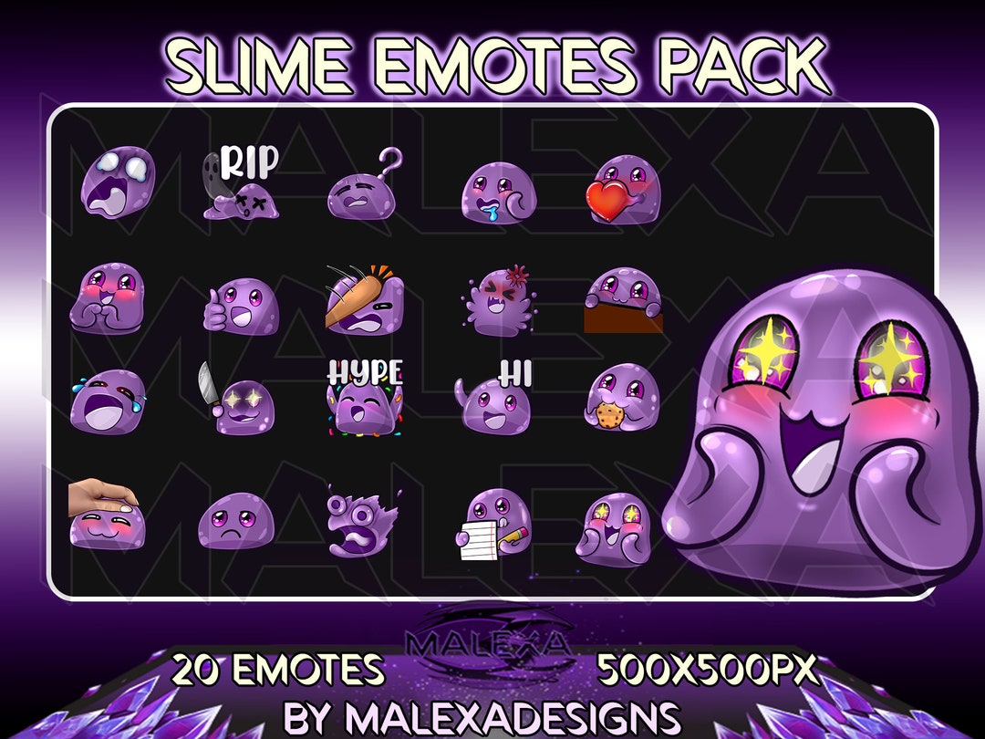 Purple Slime Emotes Pack, Purple Color, Slime Emotes, Cute Slime ...
