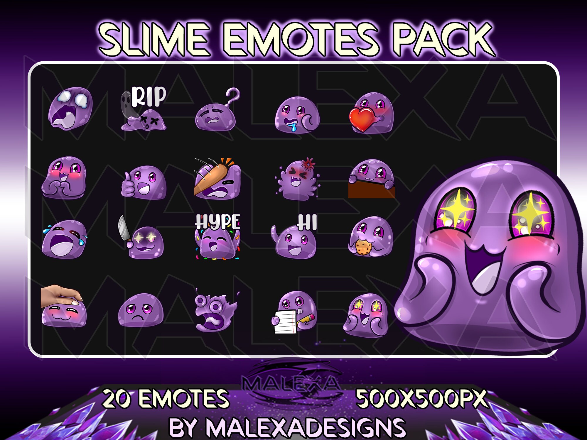 Purple Slime Emotes Pack, Purple Color, Slime Emotes, Cute Slime ...