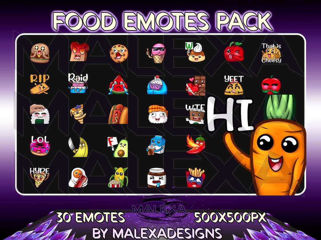 Food Emote Pack! 30 Emotes Based on Your Favorite Foods! Twitch/ Kick ...
