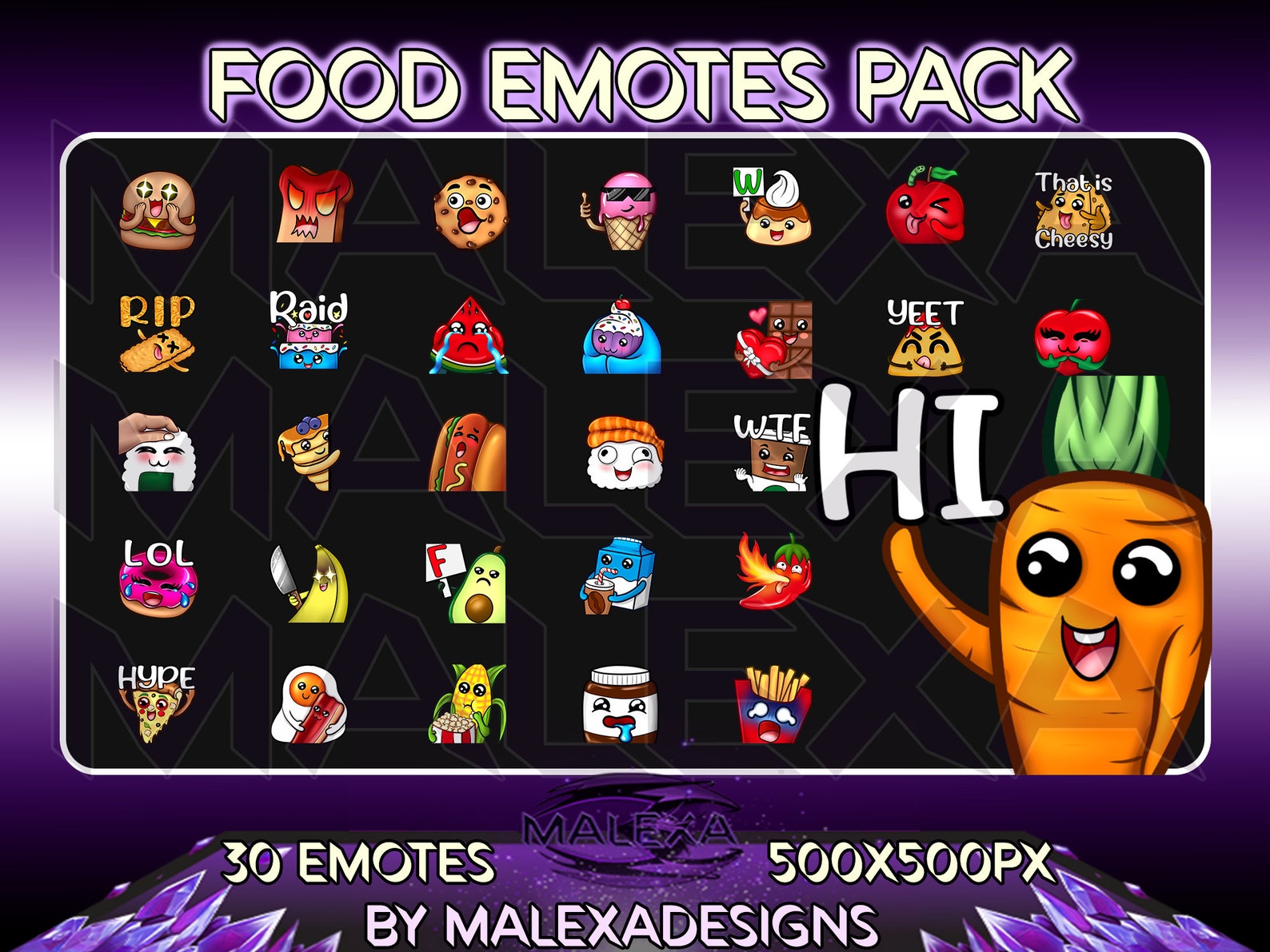 Food Emote Pack! 30 Emotes Based on Your Favorite Foods! Twitch/ Kick ...