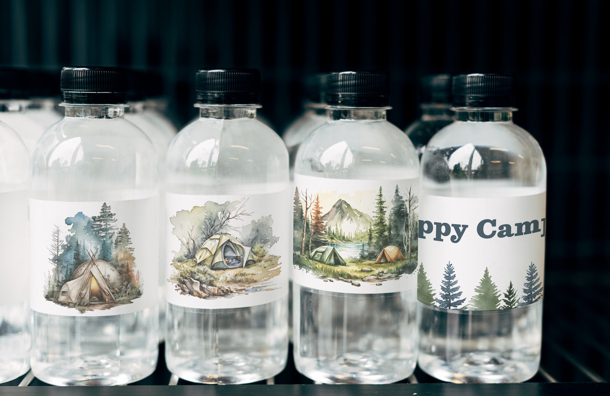 Camping Party Labels, Editable Bottle Label, Camping Party Labels ...