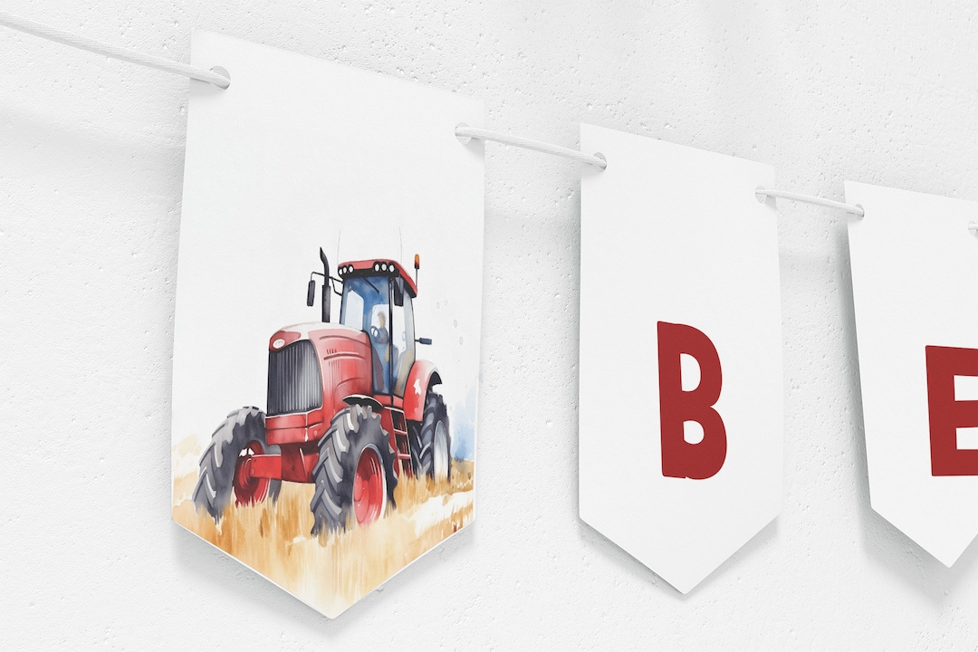 Tractor Banner, Editable Party Banner, Editable Farm Birthday Banner ...