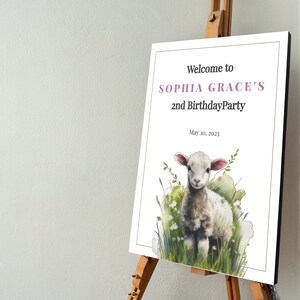 Editable Sheep Birthday Party Poster, Welcome Sheep Poster, Editable ...