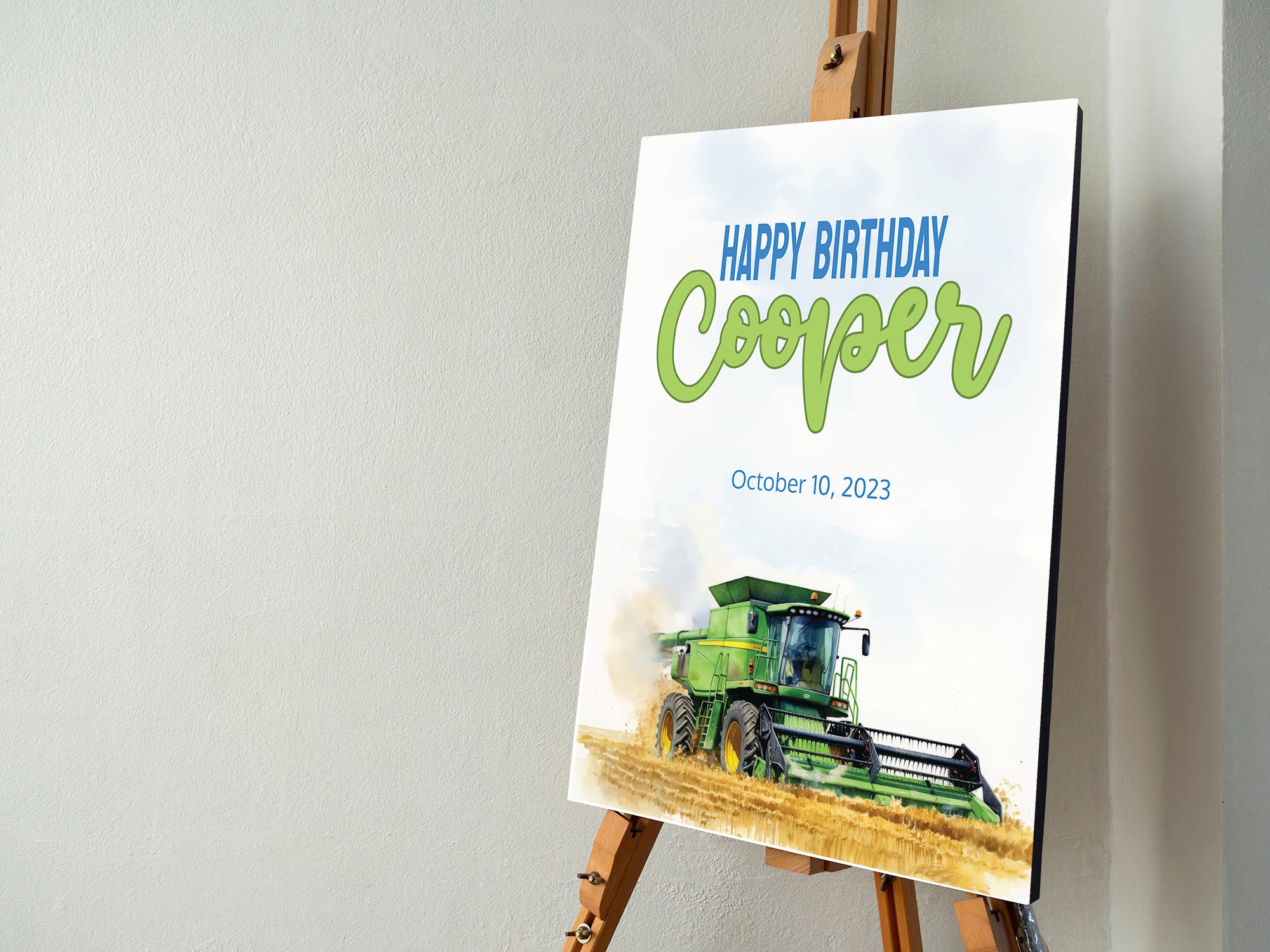 Green Combine, Farming Birthday Poster, Harvest Time, Farming Birthday ...