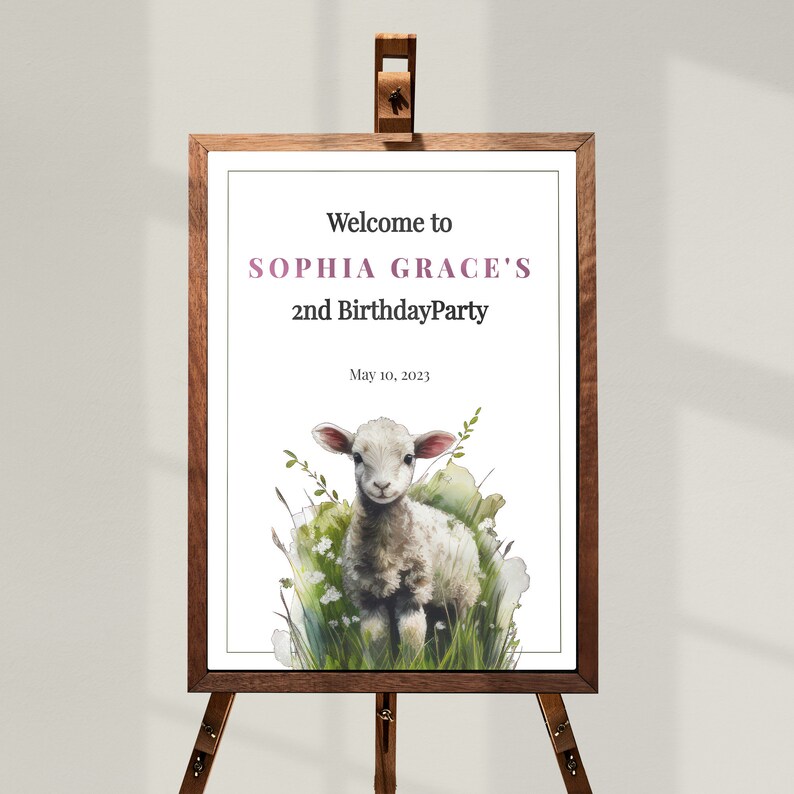 Editable Sheep Birthday Party Poster, Welcome Sheep Poster, Editable ...