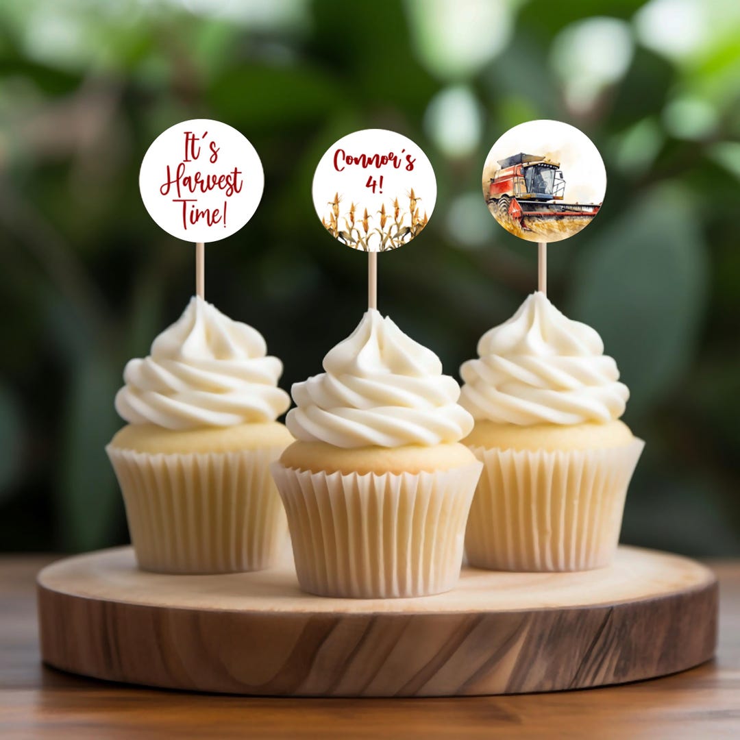 Red Combine, Farming Birthday Toppers, Harvest Time, Farming Birthday ...