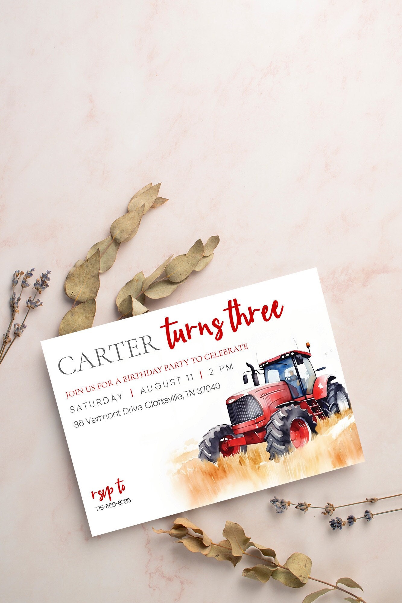 Little Kids Tractor Birthday Invitation Tractor Party - Etsy