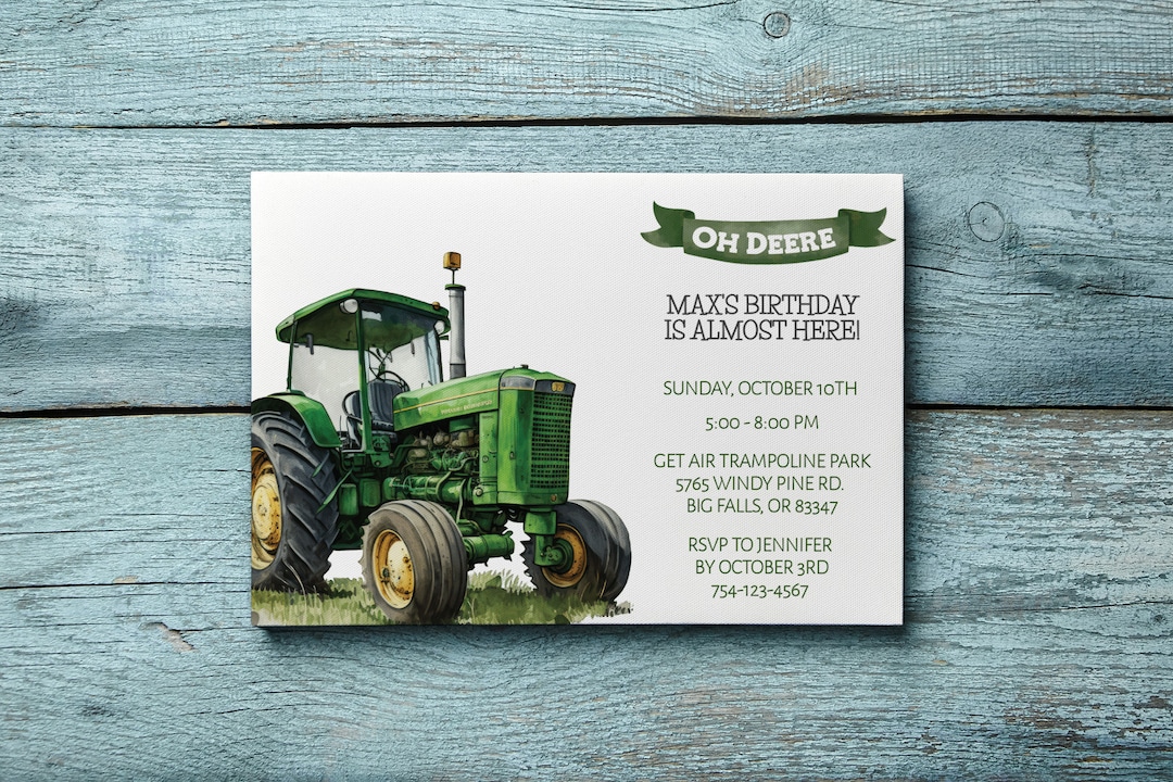 Little Kids Tractor Birthday Invitation Tractor Party Tractor Invite ...