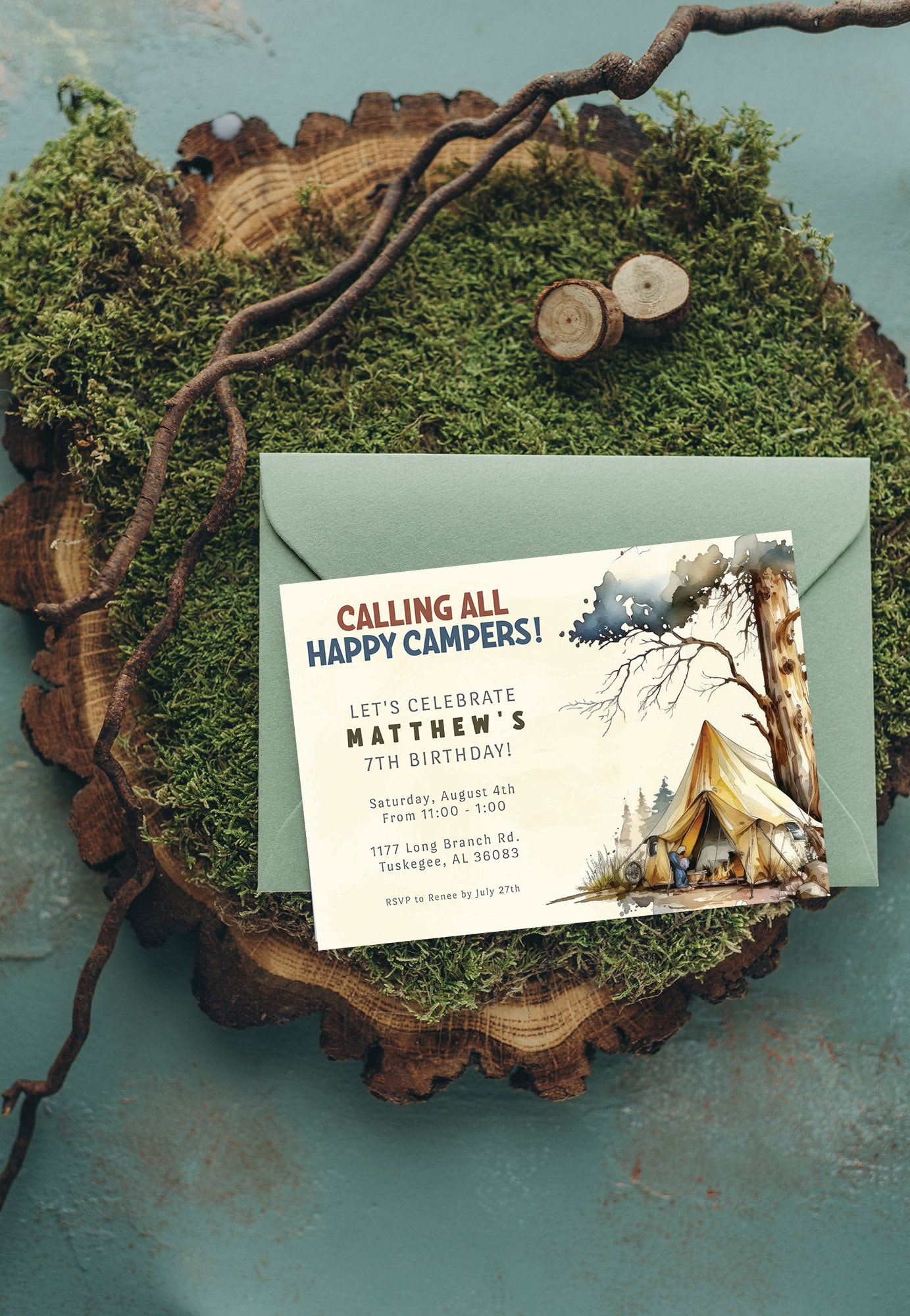 Little Kids Camping Birthday Invitation, Camping Party, Camping Invite ...