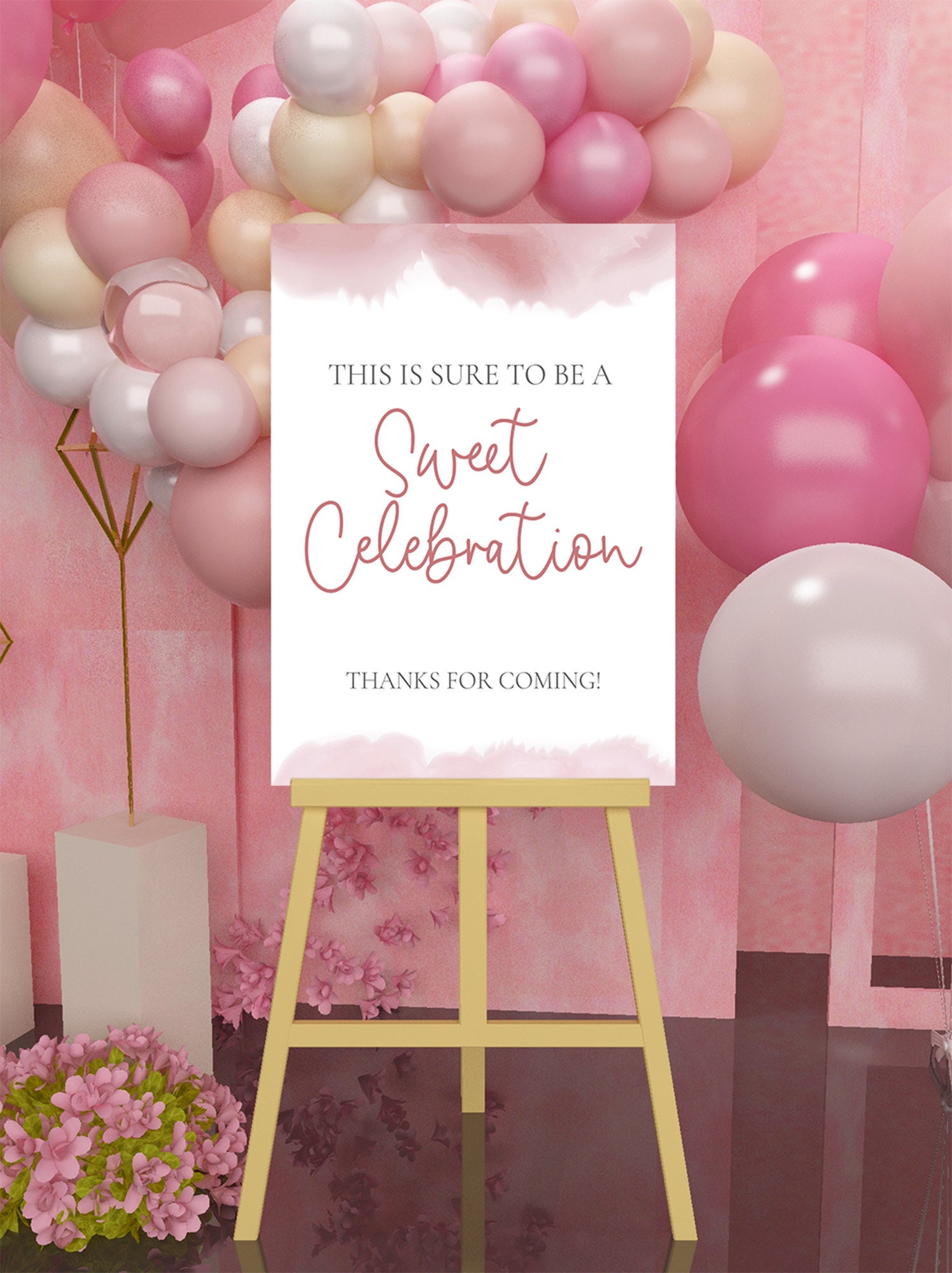 Editable Cotton Candy Birthday Party Poster, Welcome Candy Theme Poster ...