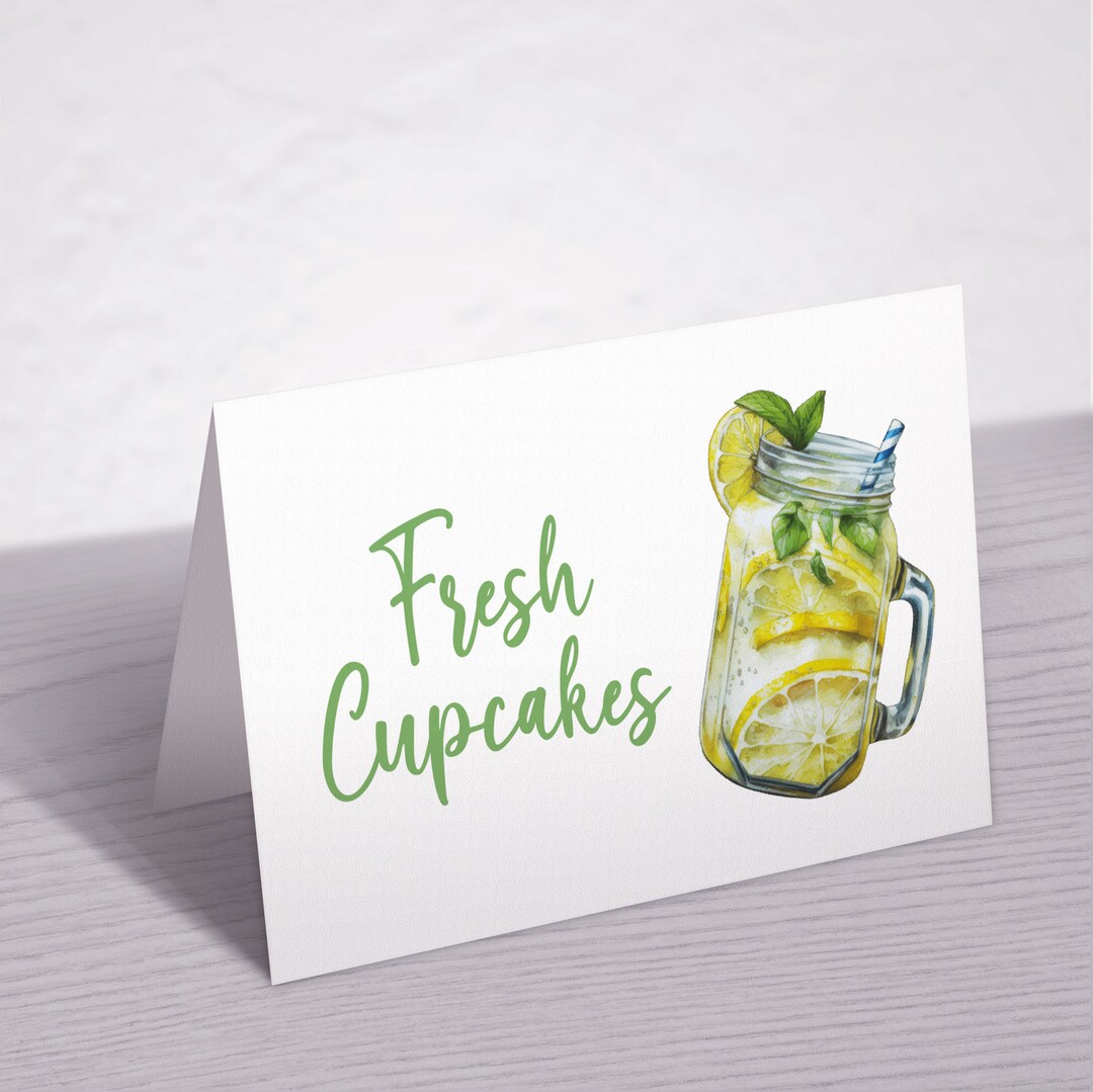 Lemonade Food Card, Lemon Food Tent Template, Editable Food Tents ...