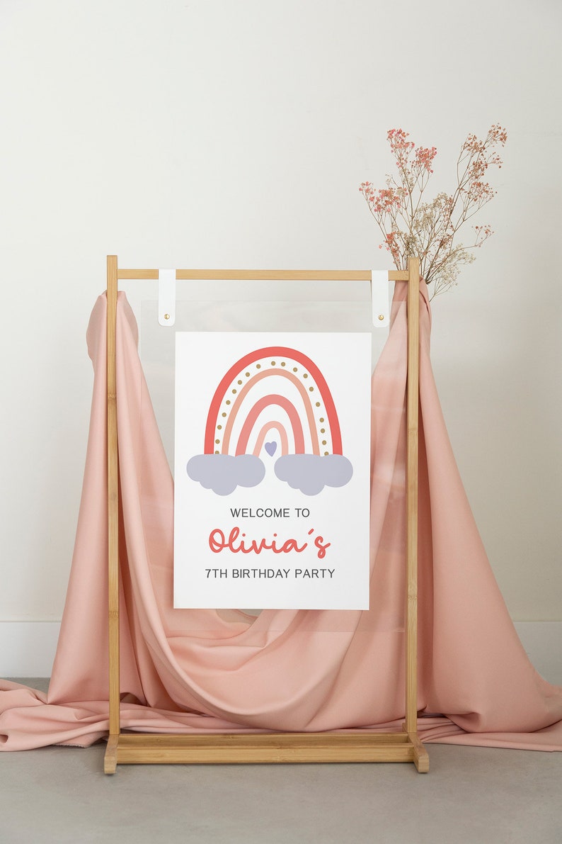 Boho Rainbow Birthday Poster, Rainbow Party Decor, Rainbow Birthday ...