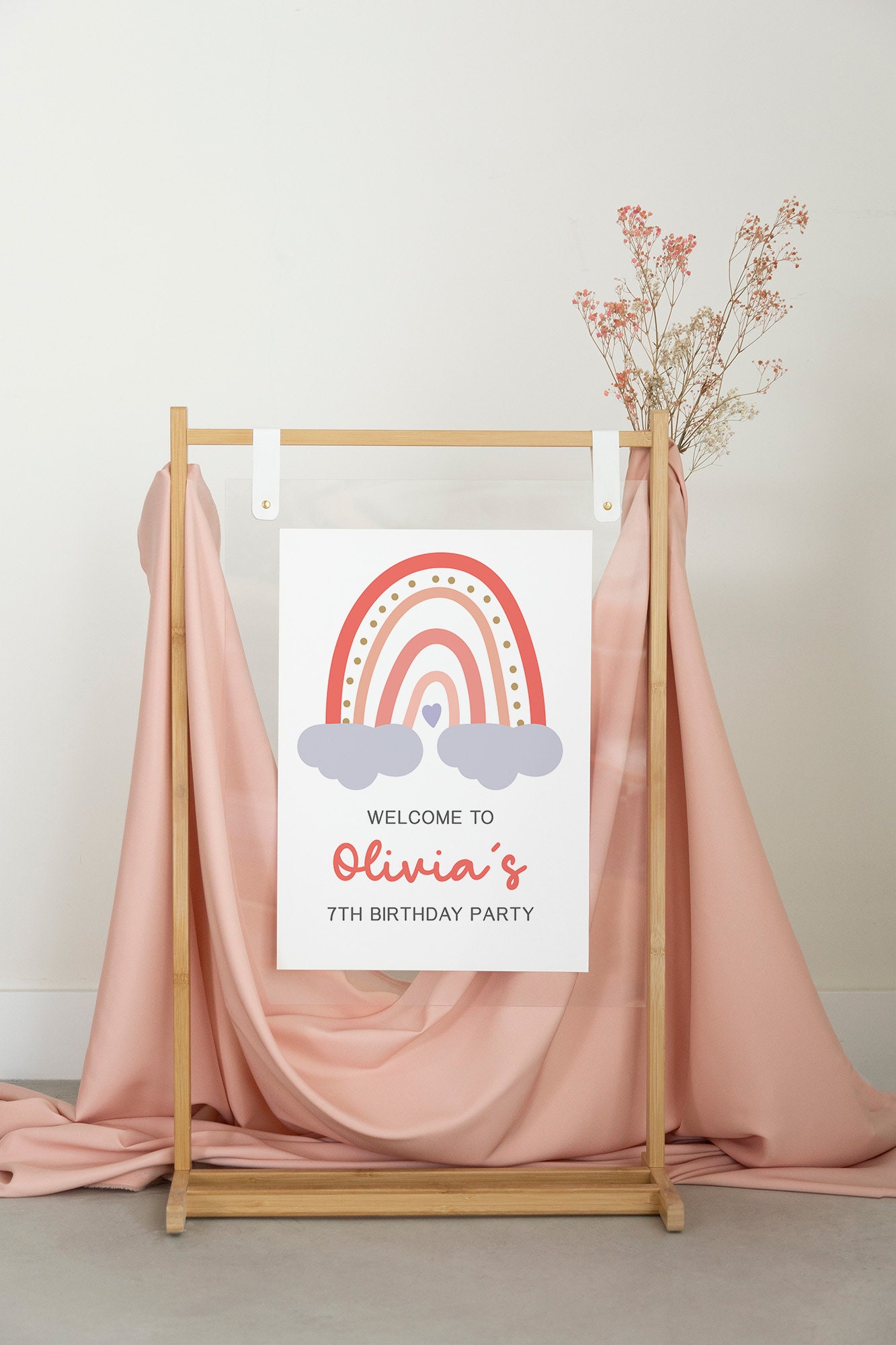 Boho Rainbow Birthday Poster, Rainbow Party Decor, Rainbow Birthday ...