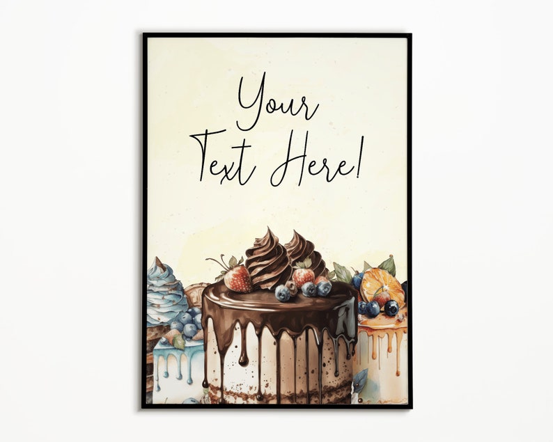 Editable Cake Birthday Party Poster, Welcome Cake Poster, Editable Cake ...