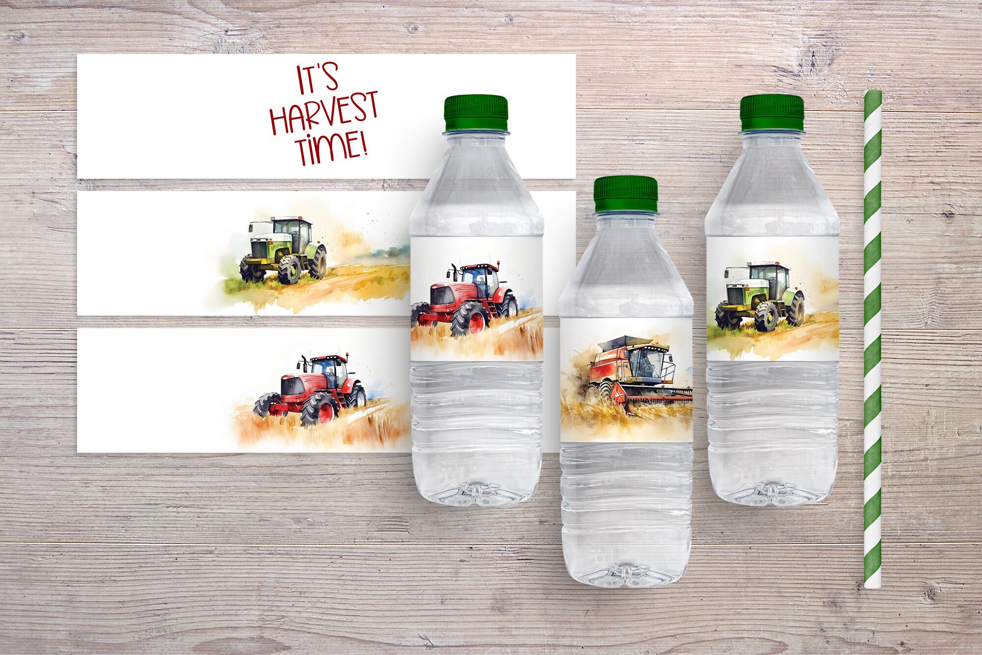 Farm Birthday Party, Editable Bottle Label, Tractor Theme Party Labels ...