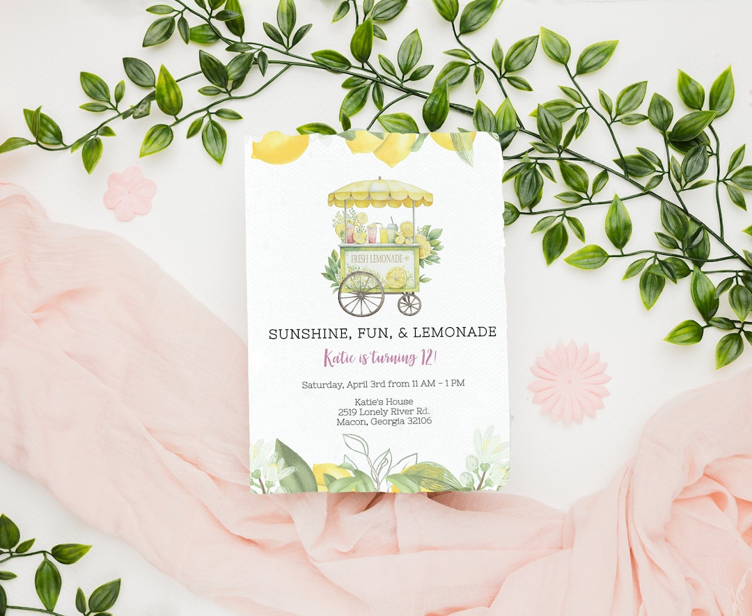Lemonade Birthday Invitation, Lemon Party, Lemon Invite, Lemonade Party ...