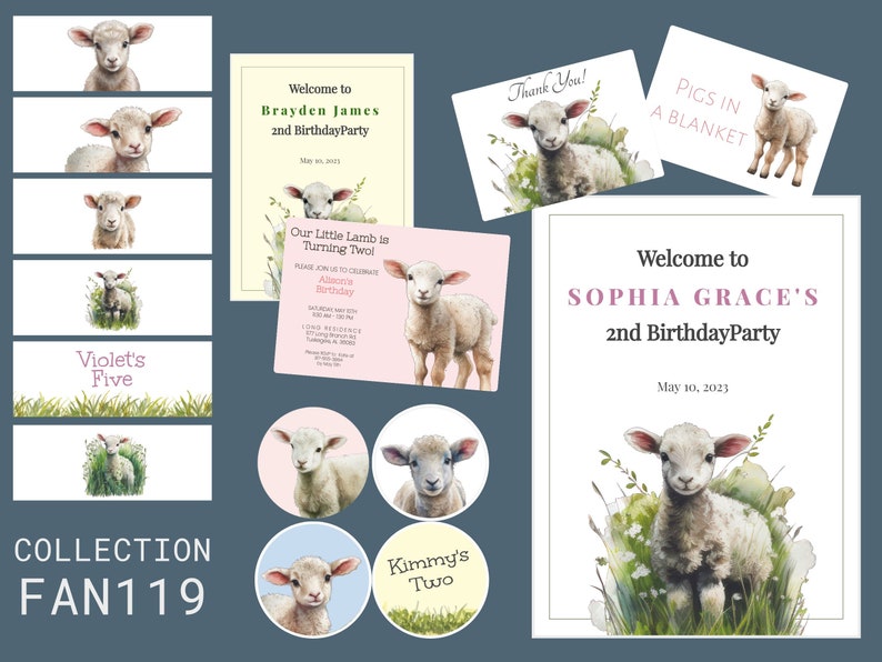 Sheep Cupcake Toppers, Lamb Tags, Editable Cupcake Toppers, Baby Sheep ...