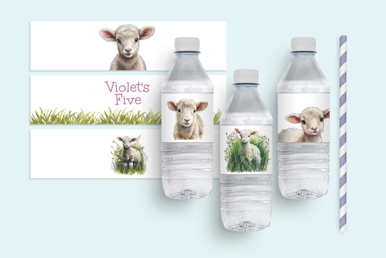 Sheep Party Labels Editable Bottle Label Lamb Party Decor - Etsy