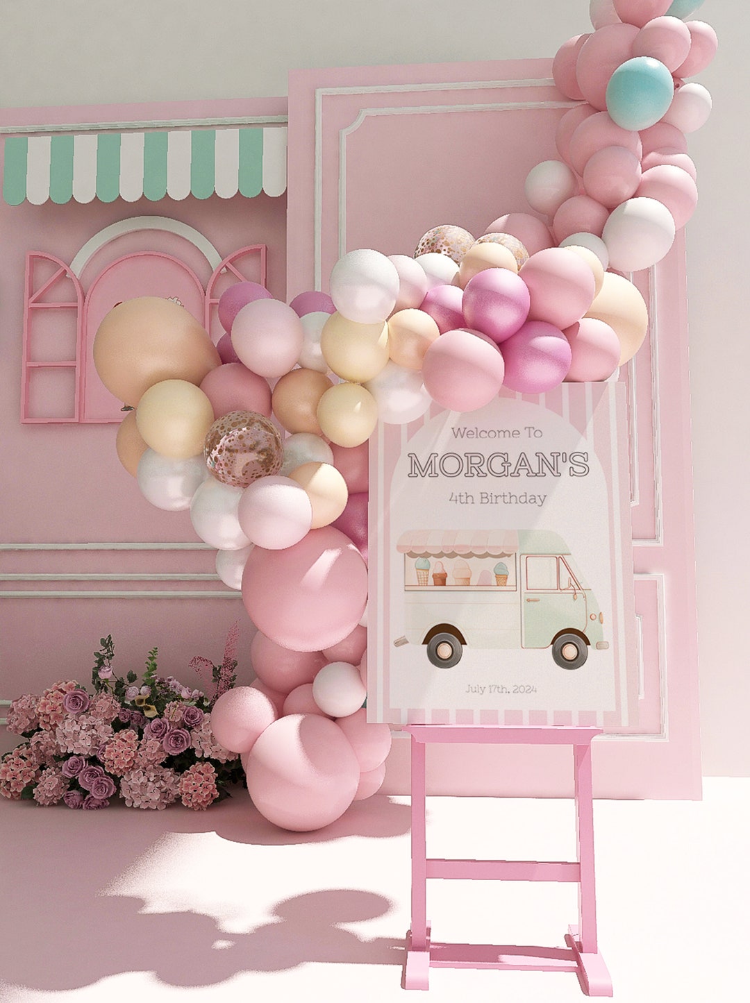 Ice Cream Birthday Poster, Birthday Poster Ice Cream Theme Birthday ...