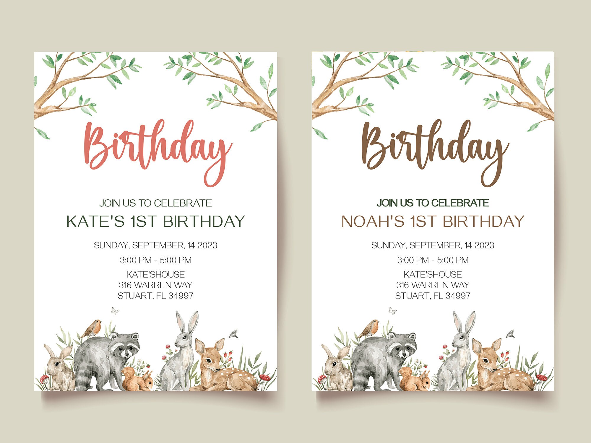 Woodland Animal Birthday Poster, Forest Animal Welcome Poster ...