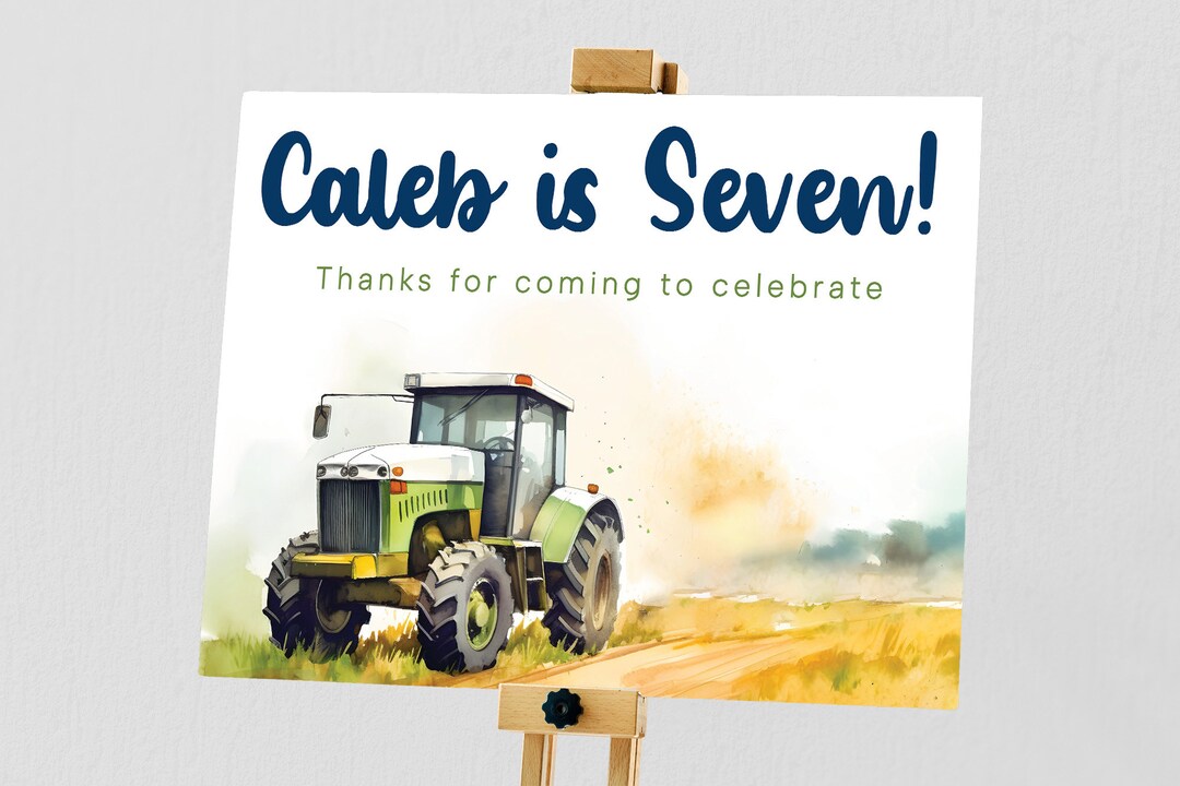 Tractor Theme Birthday Poster, Tractor Party Decor, Red Tractor, Green ...