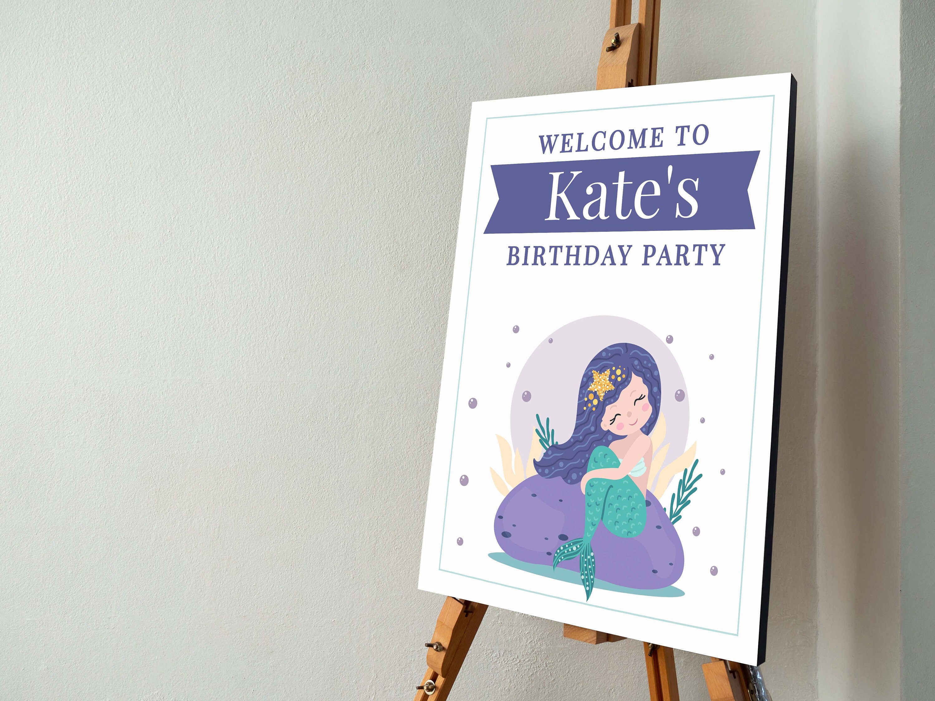 Editable Mermaid Birthday Party Poster, Welcome Mermaid Poster ...