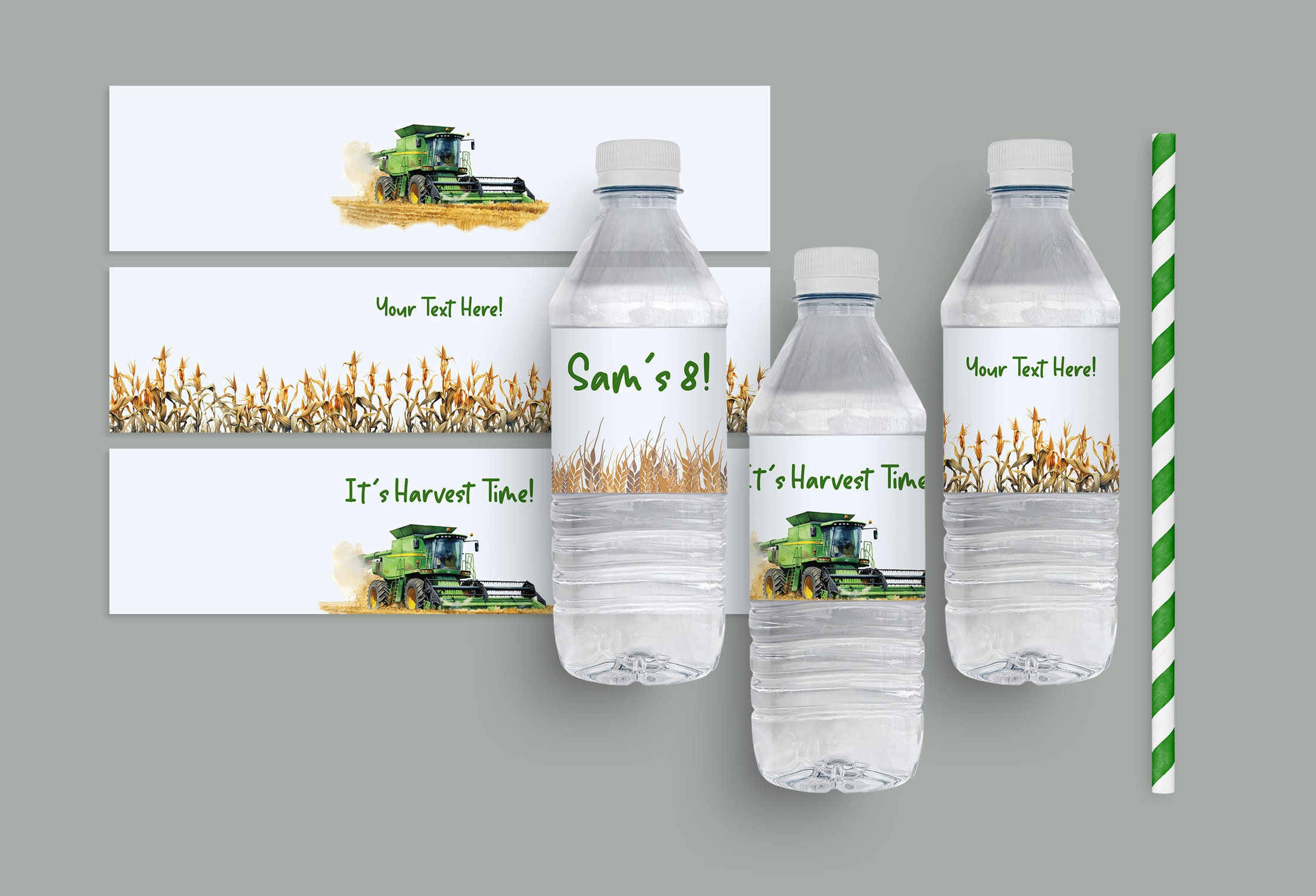 Green Combine, Farming Birthday Labels, Harvest Time, Farming Birthday ...
