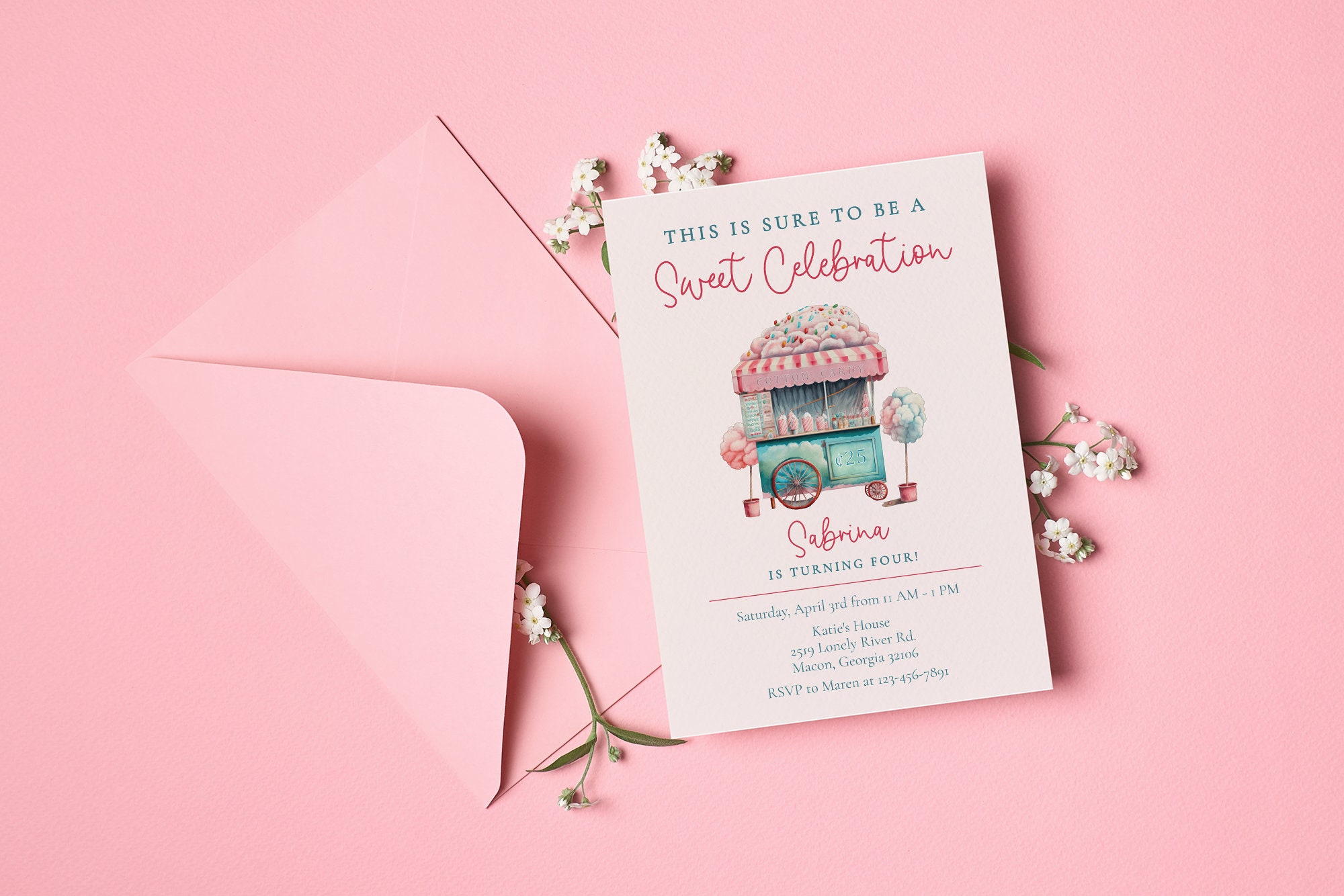 Cotton Candy Banner, Editable Party Banner, Editable Candy Banner ...