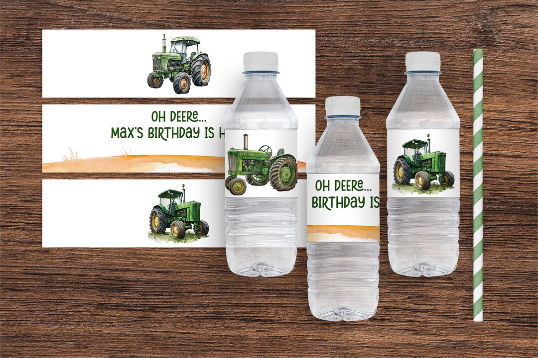 Tractor Party Labels, Editable Bottle Label, Farm Party Labels, Tractor ...