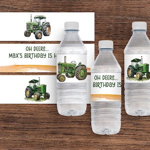 Tractor Party Labels, Editable Bottle Label, Farm Party Labels, Tractor ...