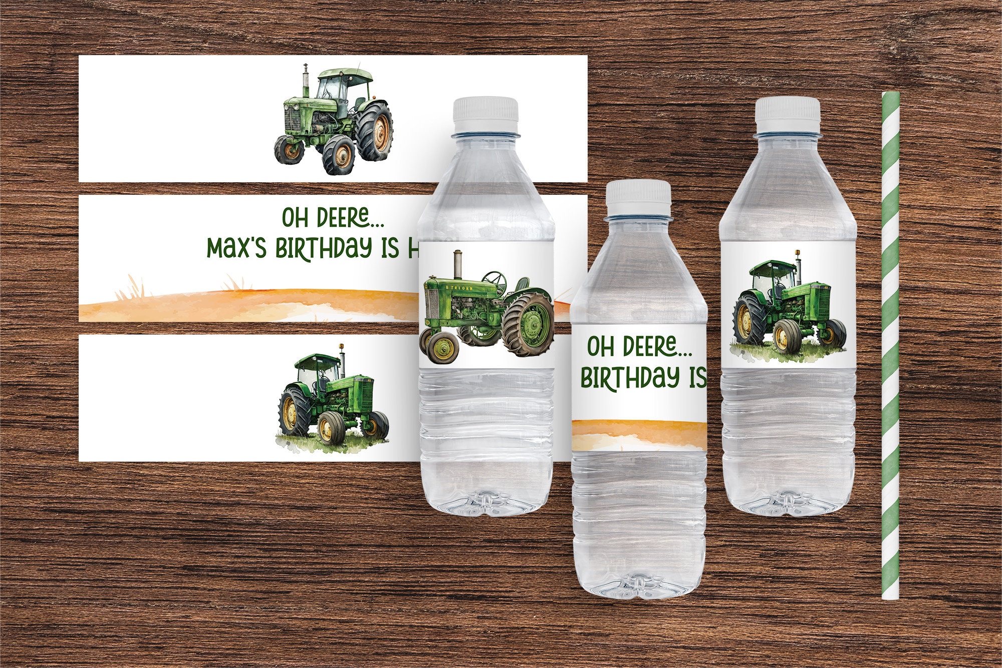 Tractor Party Labels, Editable Bottle Label, Farm Party Labels, Tractor ...