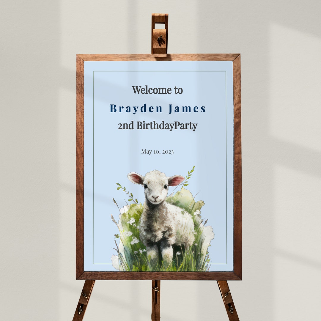 Editable Sheep Birthday Party Poster, Welcome Sheep Poster, Editable ...