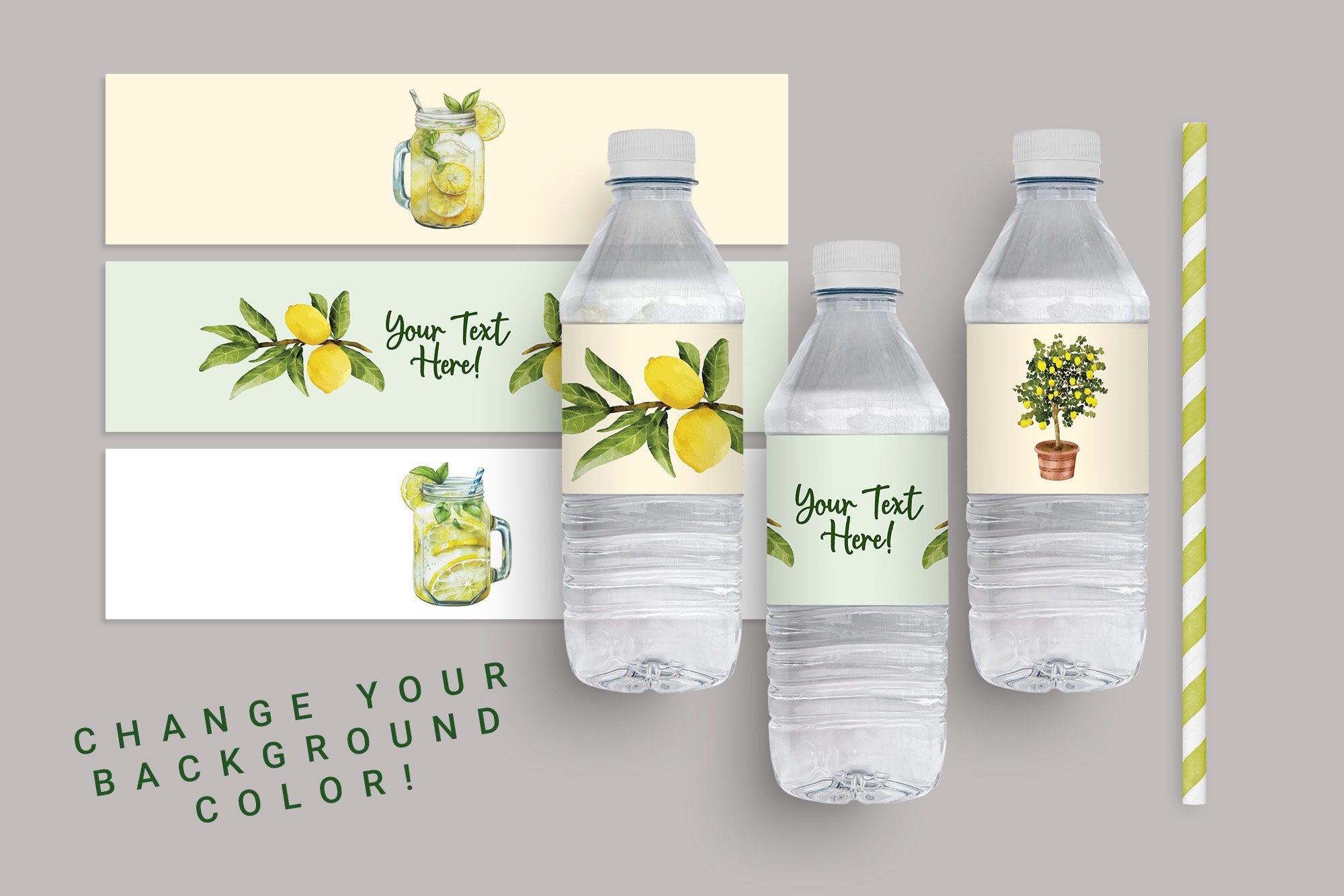 Lemon Party Labels, Editable Bottle Label, Lemonade Party Labels, Lemon ...