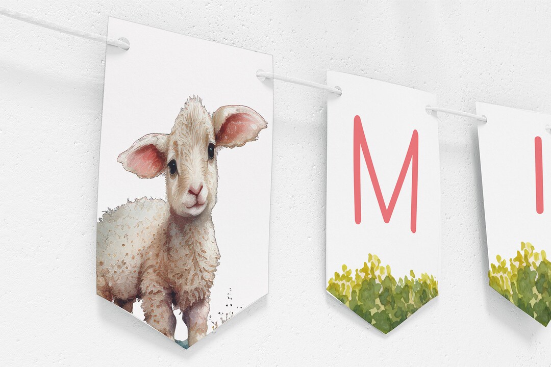 Sheep Birthday Banner, Editable Party Banner, Editable Lamb Banner ...