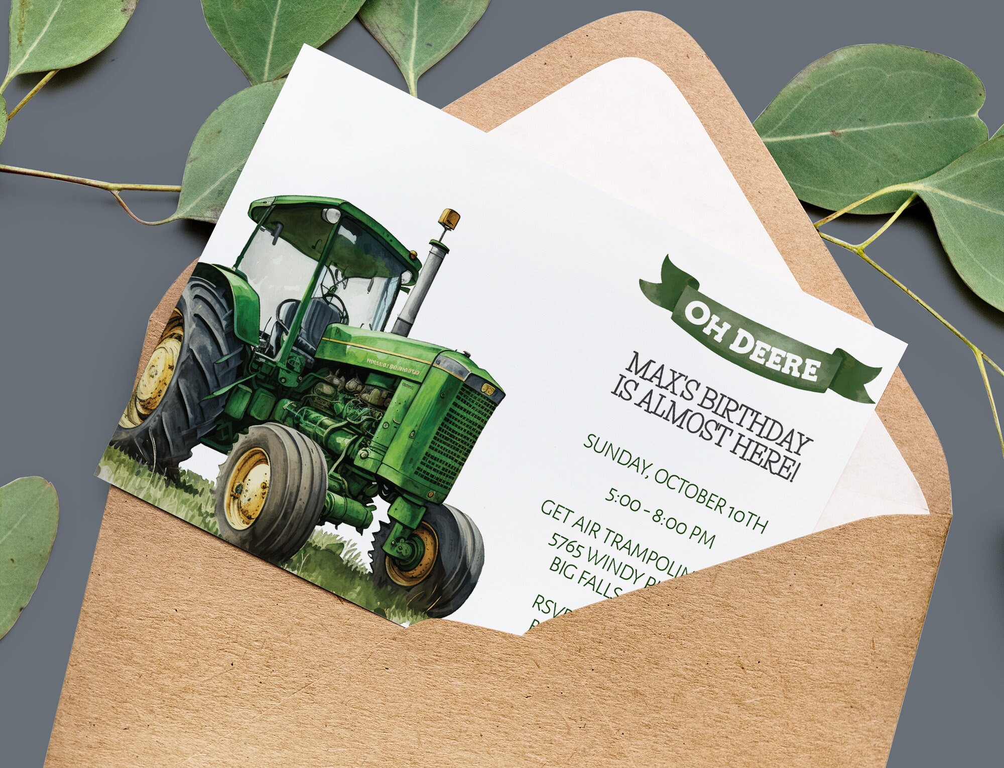 Little Kids Tractor Birthday Invitation Tractor Party Tractor Invite ...