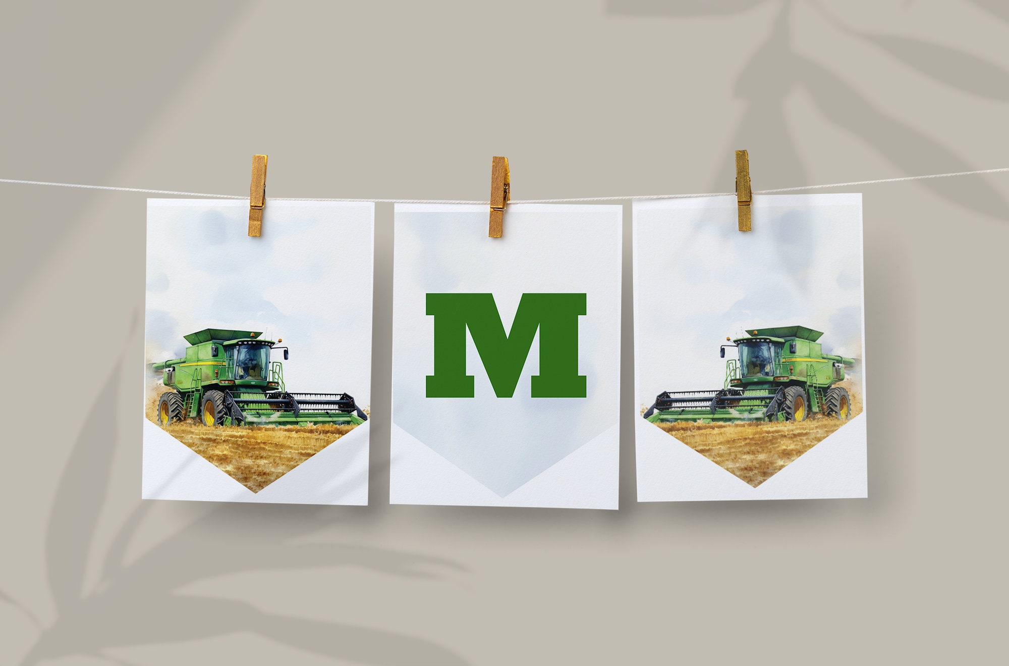 Green Combine, Farming Birthday Poster, Harvest Time, Farming Birthday ...