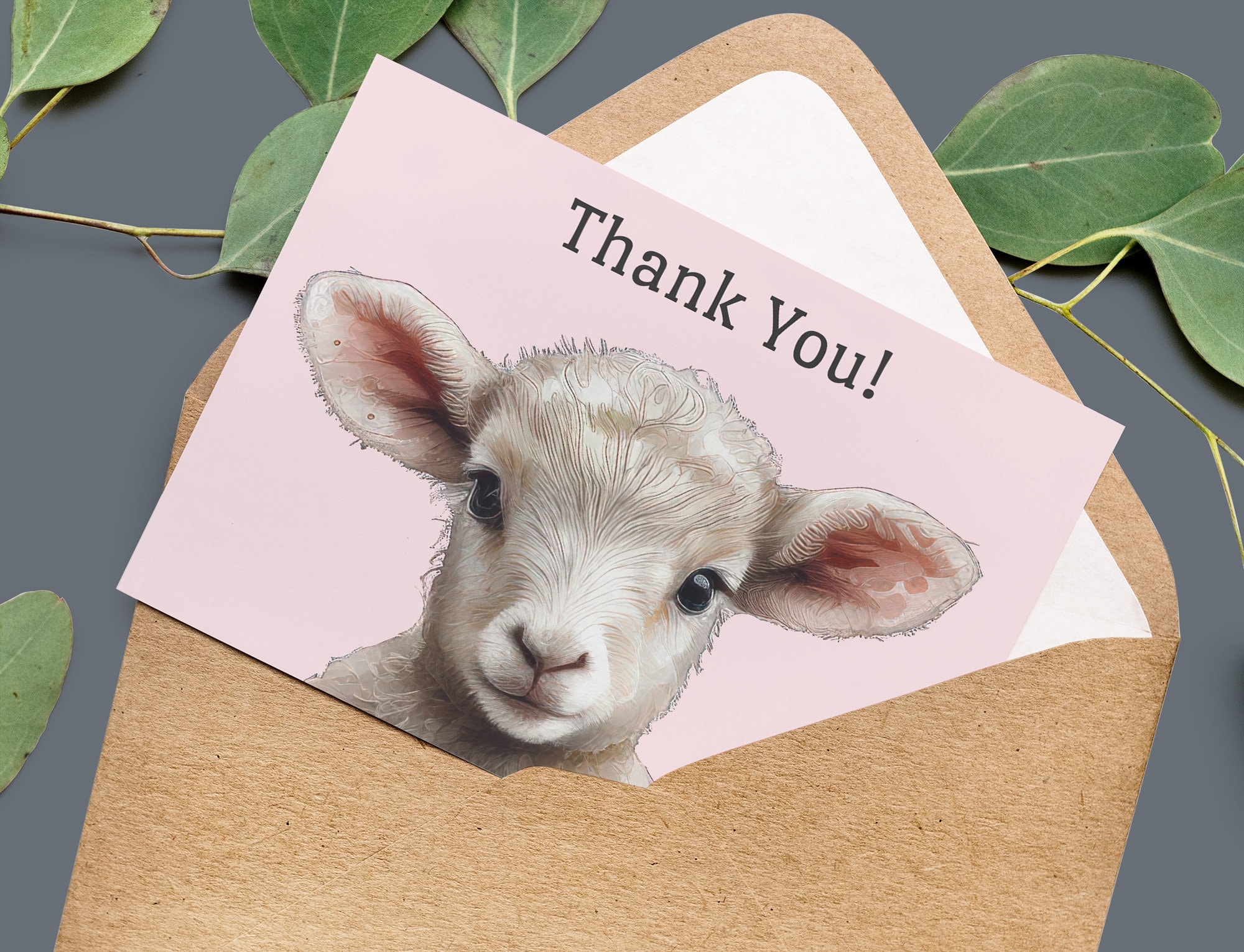Sheep Thank You Card, Birthday Party Template, Editable Thank You Note ...