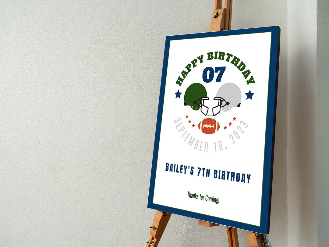 Football Themed Birthday Party, Football Party Poster, Green Field ...