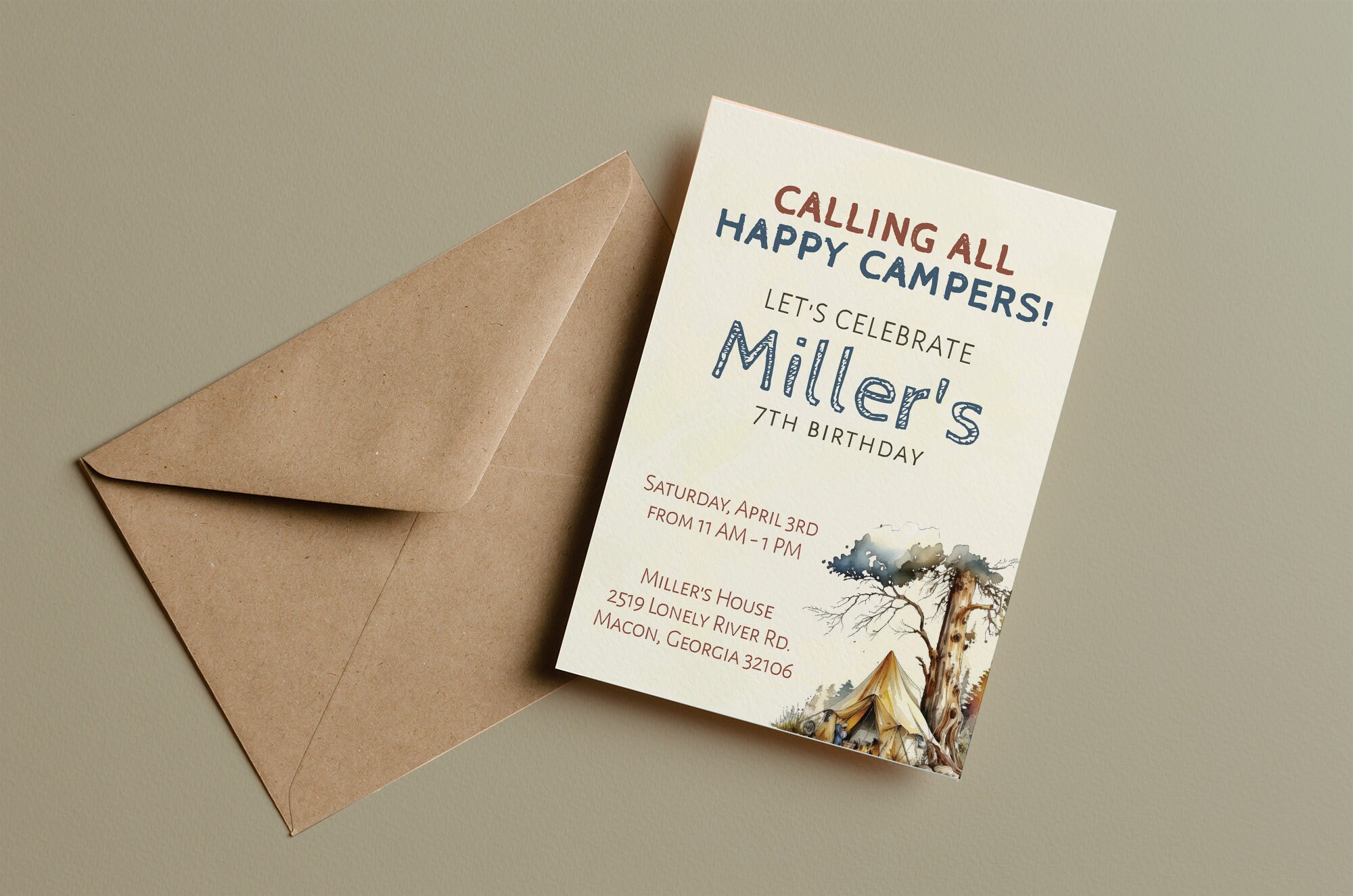 Editable Camping Birthday Party Poster, Welcome Camping Poster ...