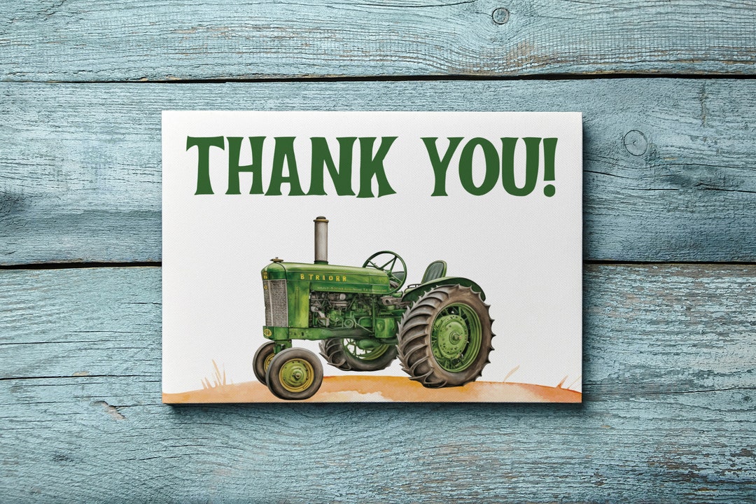 Tarjeta de agradecimiento del tractor, plantilla de fiesta de ...