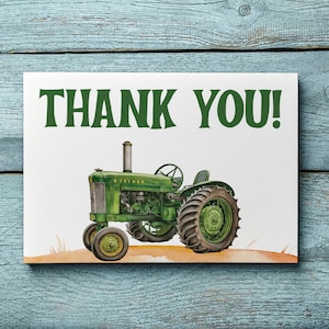 Tractor Thank You Card, Birthday Party Template, Editable Thank You ...