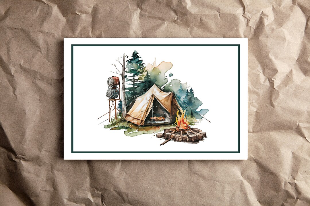 Camping Thank You Card, Birthday Party Template, Editable Thank You ...