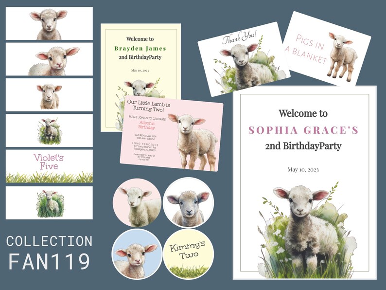 Sheep Birthday Banner, Editable Party Banner, Editable Lamb Banner ...