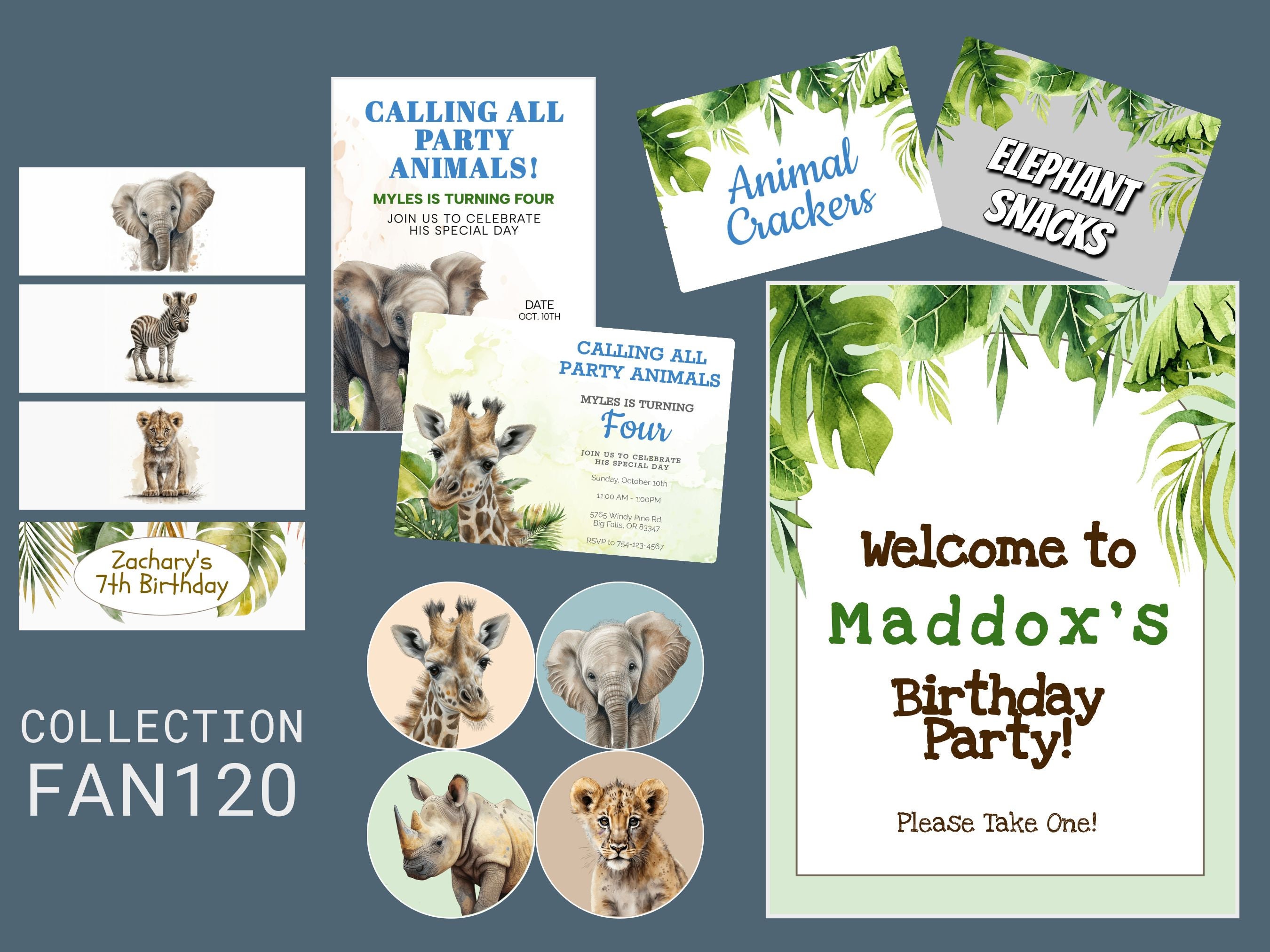 Safari Food Card, Safari Food Tent Template, Editable Food Tents ...