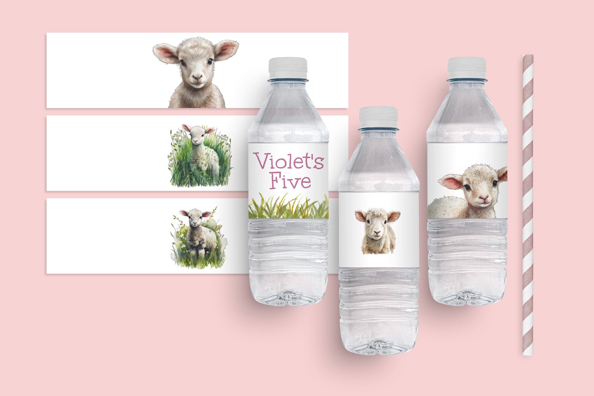 Sheep Party Labels, Editable Bottle Label, Lamb Party Decor, Sheep ...