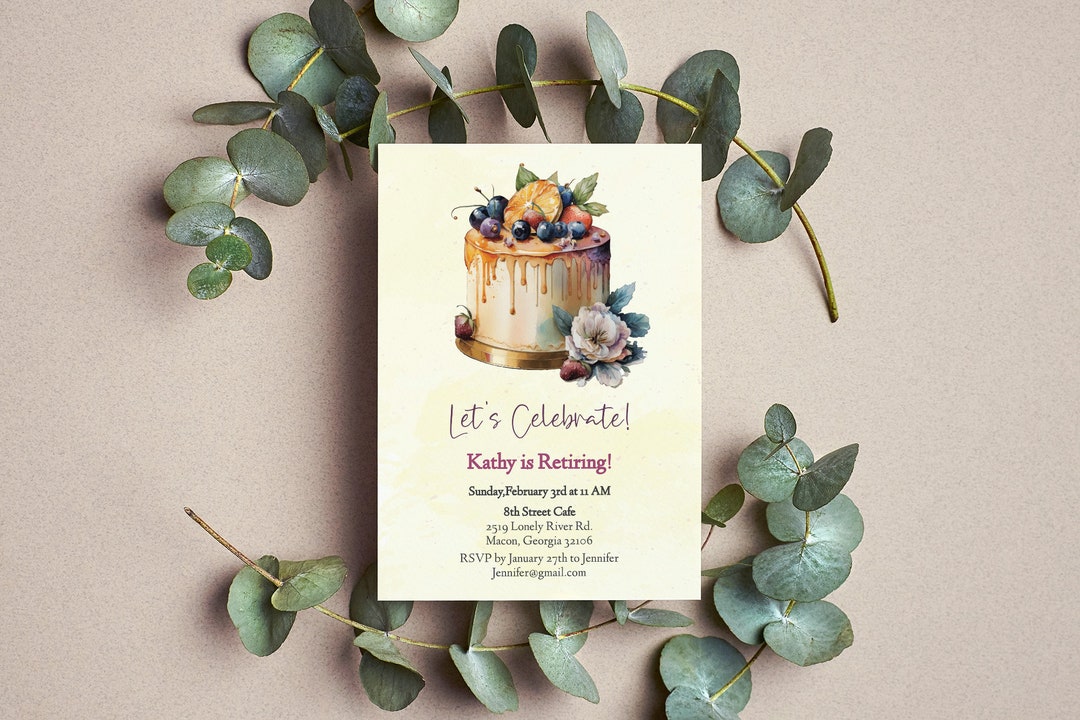 Birthday Brunch Invitation, Cake Birthday Invitation, Editable ...