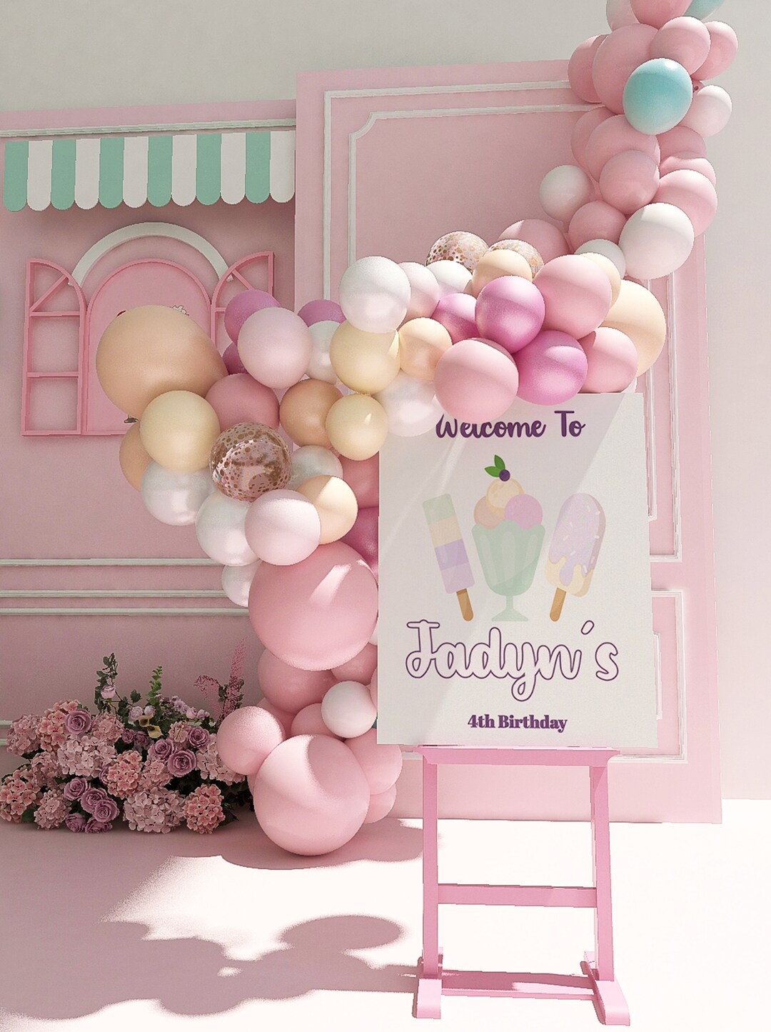 Ice Cream Birthday Poster, Birthday Poster Ice Cream Theme Birthday ...